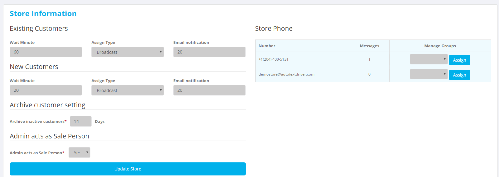 Store setting
